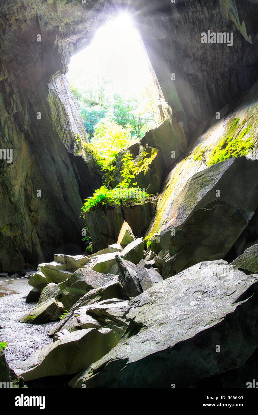 Inside the old mine workings known as Cathedral Cavern, or Cave Stock ...