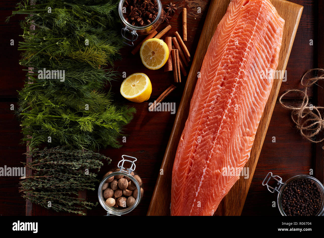 Whole side of Gin cured Salmon Stock Photo - Alamy
