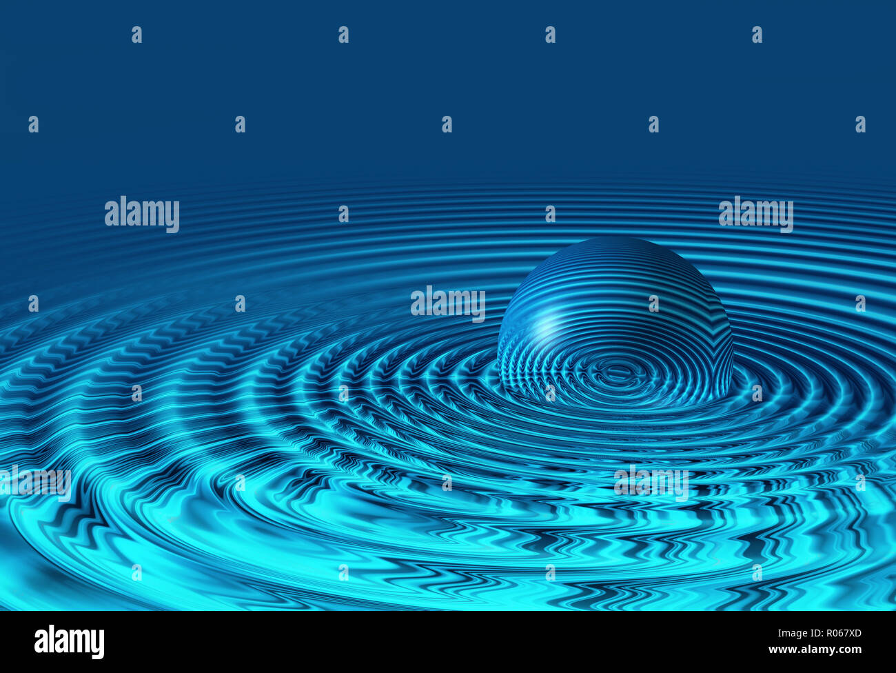 3d water droplet with ripples graphic background Stock Photo - Alamy