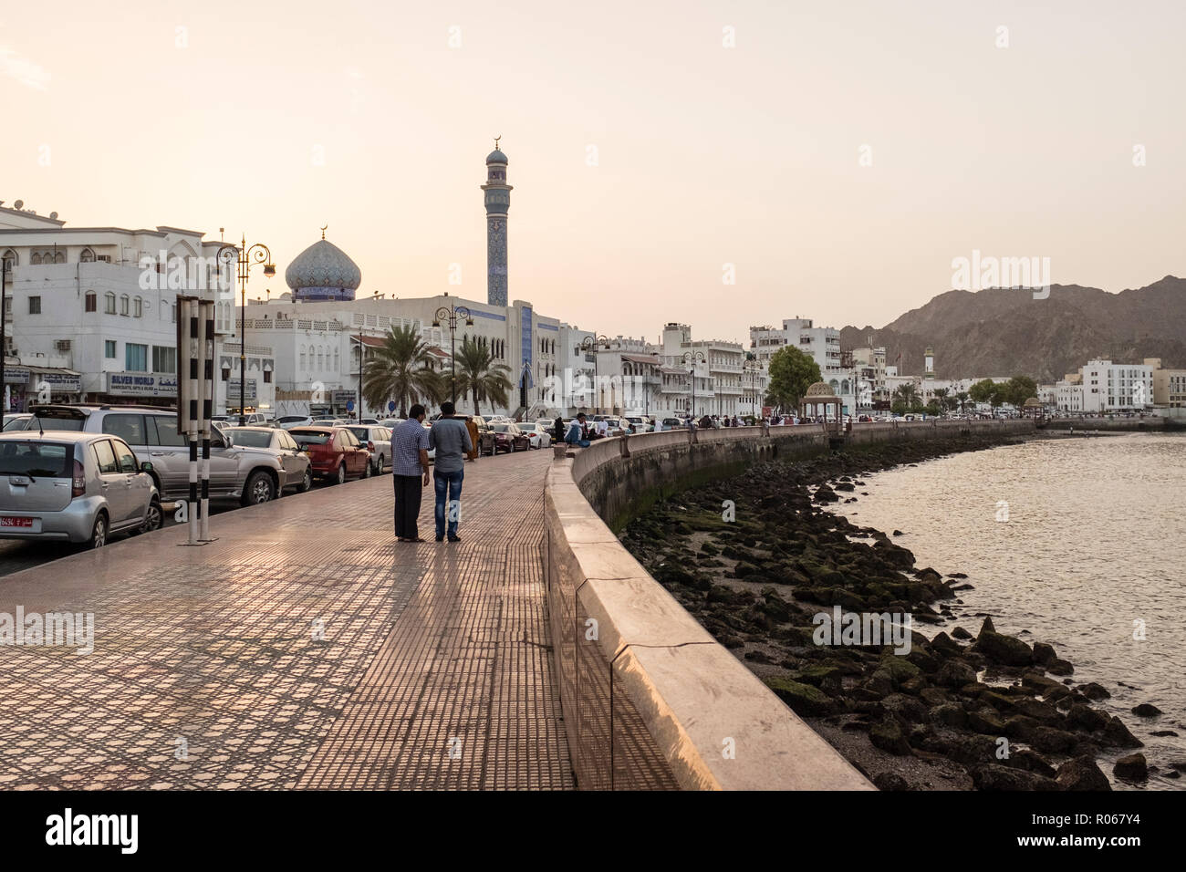 Muttrah Corniche in Muscat, Oman, at dusk Stock Photo - Alamy