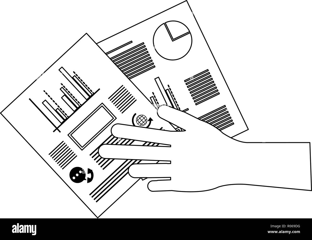 Hand with sheet graph isolated vector illustration graphic design Stock ...
