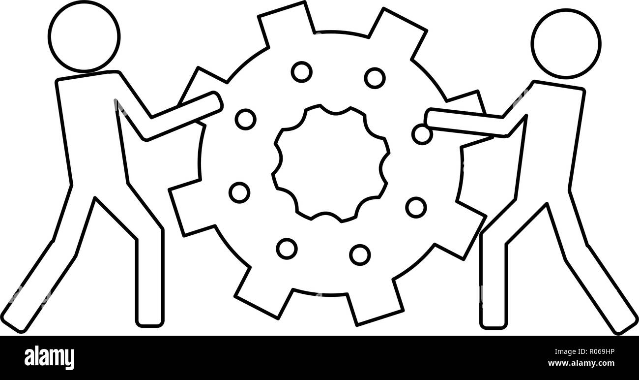 Men pulling gear pictogram vector illustration graphic design Stock ...