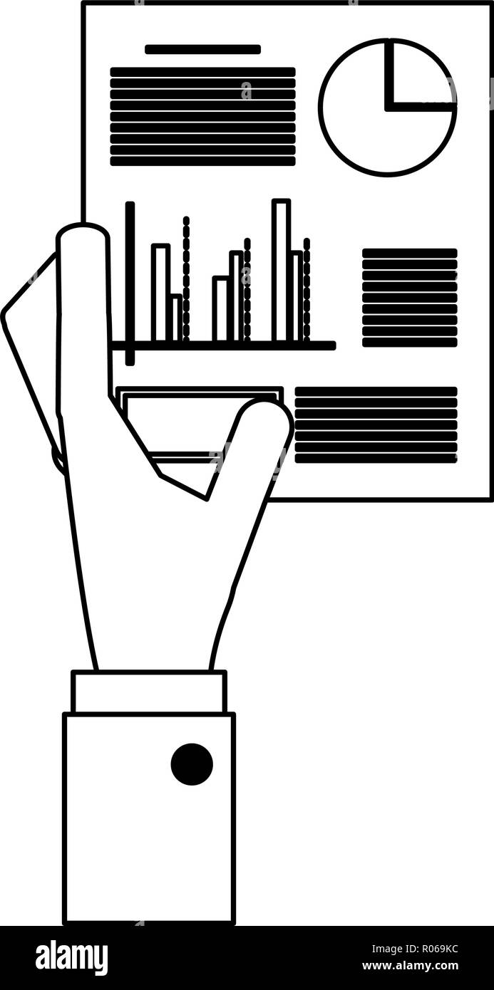 Hand with sheet graph isolated vector illustration graphic design Stock ...