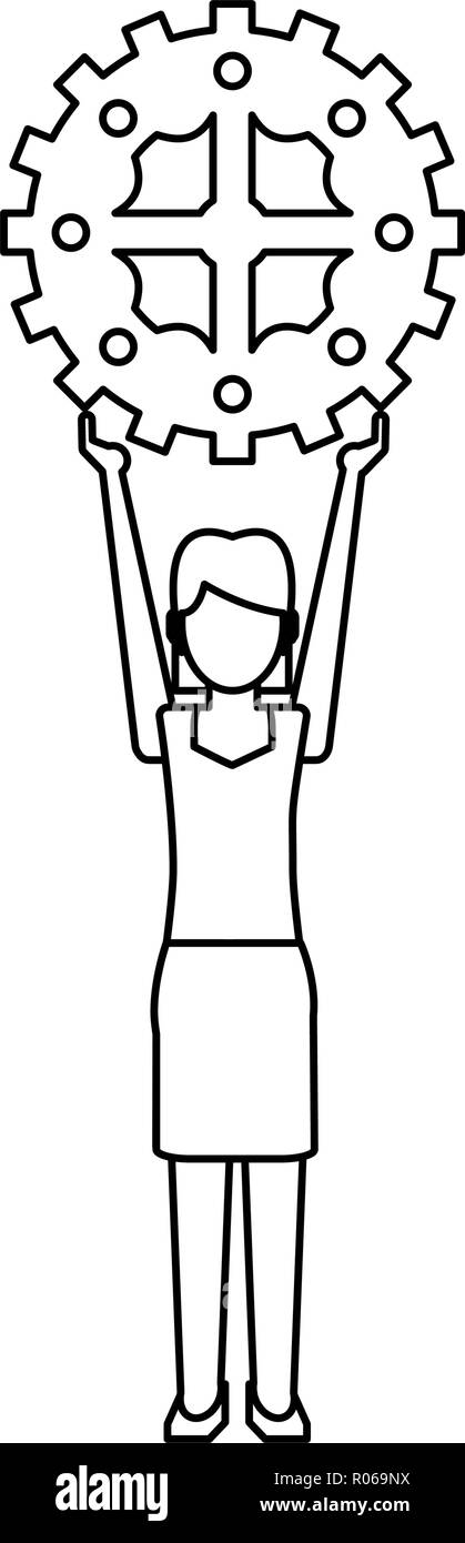 Woman holding gear avatar vector illustration graphic design Stock ...