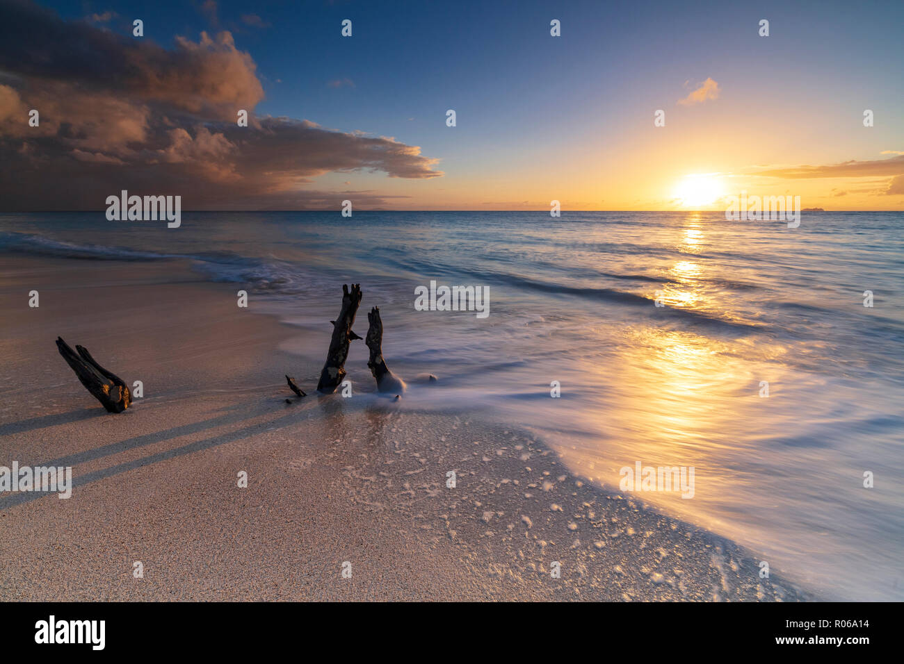 Sunset on Ffryes Beach, Antigua, Antigua and Barbuda, Leeward Islands ...