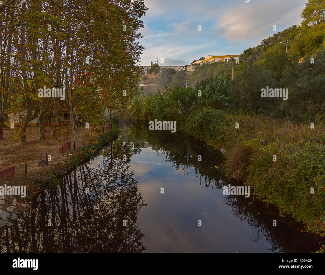 River Scene Background under a Beautiful Blue Sky Stock Photo - Alamy