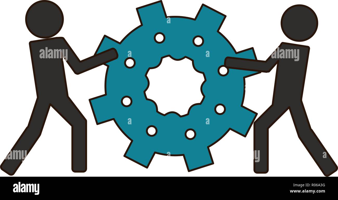 Men pulling gear pictogram vector illustration graphic design Stock ...