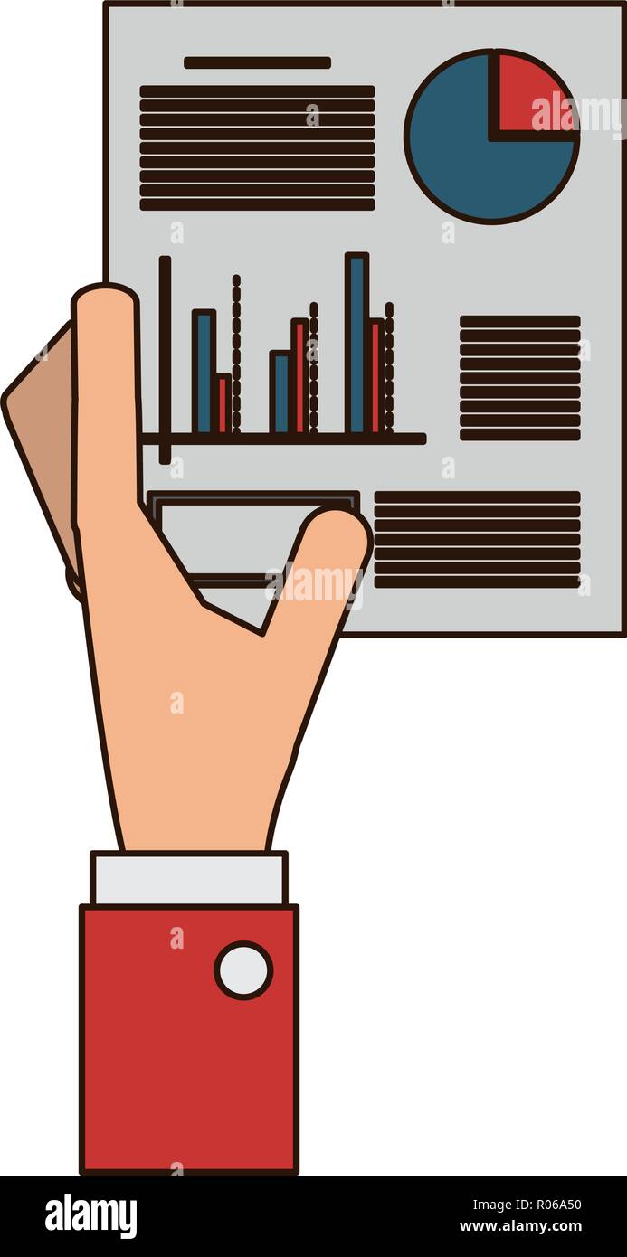 Hand with sheet graph isolated vector illustration graphic design Stock ...