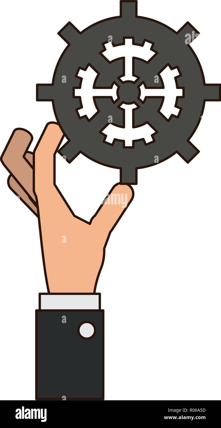 Hand with gear symbol isolated vector illustration graphic design Stock ...
