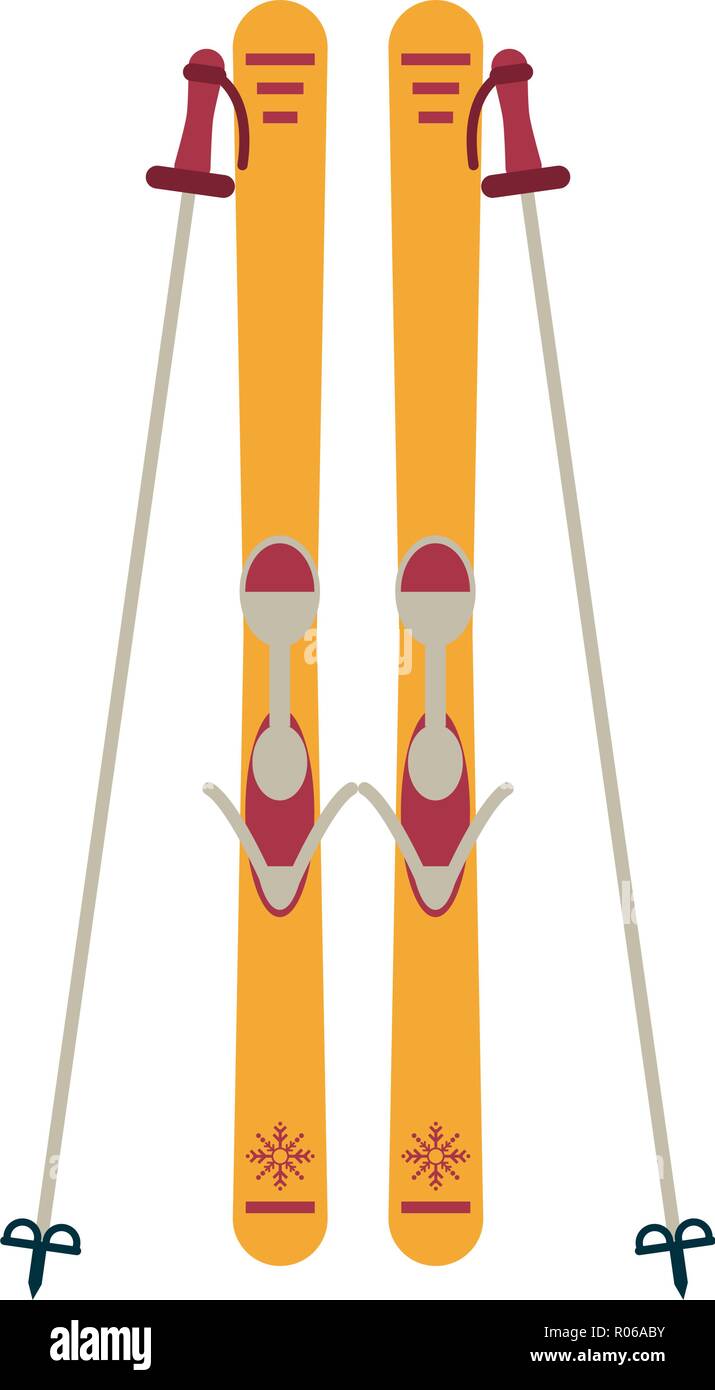 Ski boards and stick equipment isolated vector illustration graphic ...