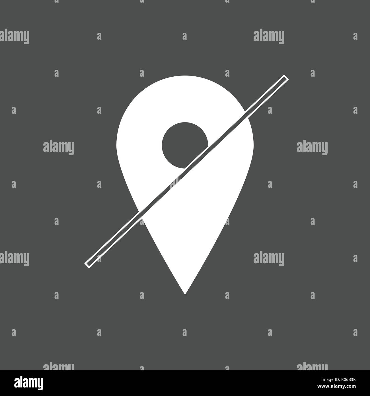 Map pointer icon. Location off. GPS location symbol. Flat design. Grey ...