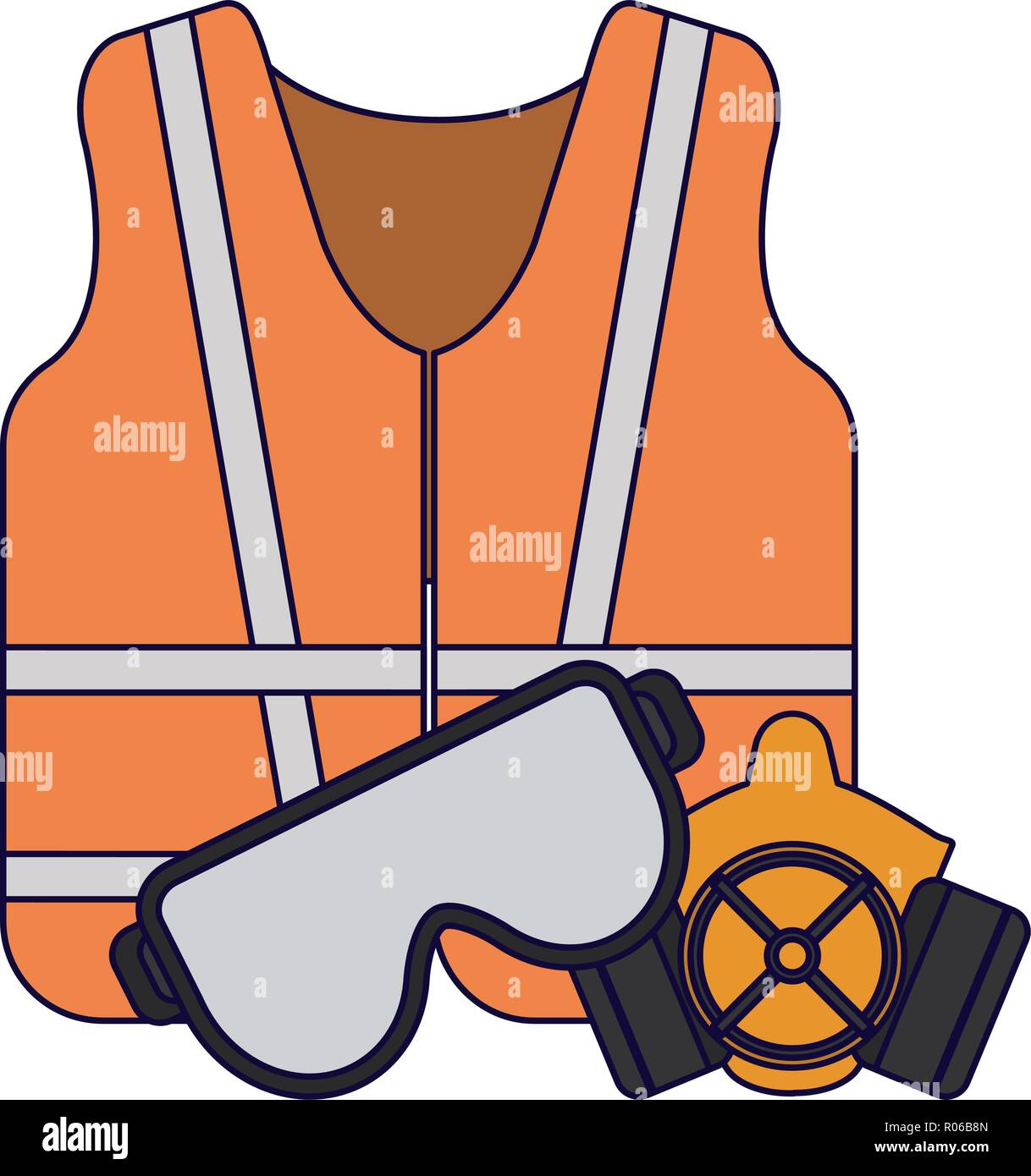 Construction vest and dust mask equipment vector illustration graphic ...