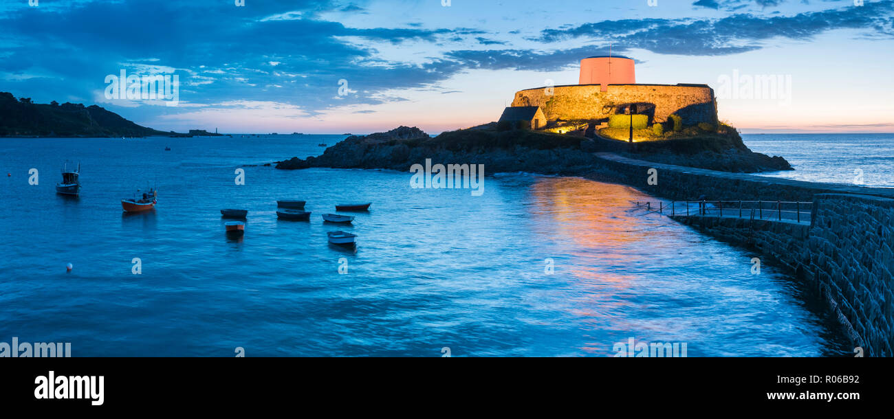 Fort Grey (Cup and Saucer) at night, Guernsey, Channel Islands, United ...