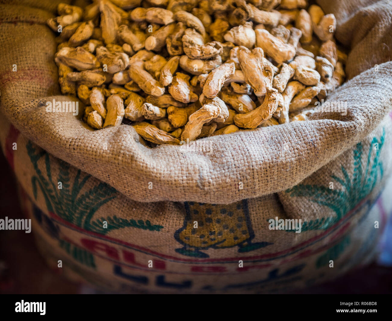 Ginger for sale at a spice market in Fort Kochi (Cochin), Kerala, India ...