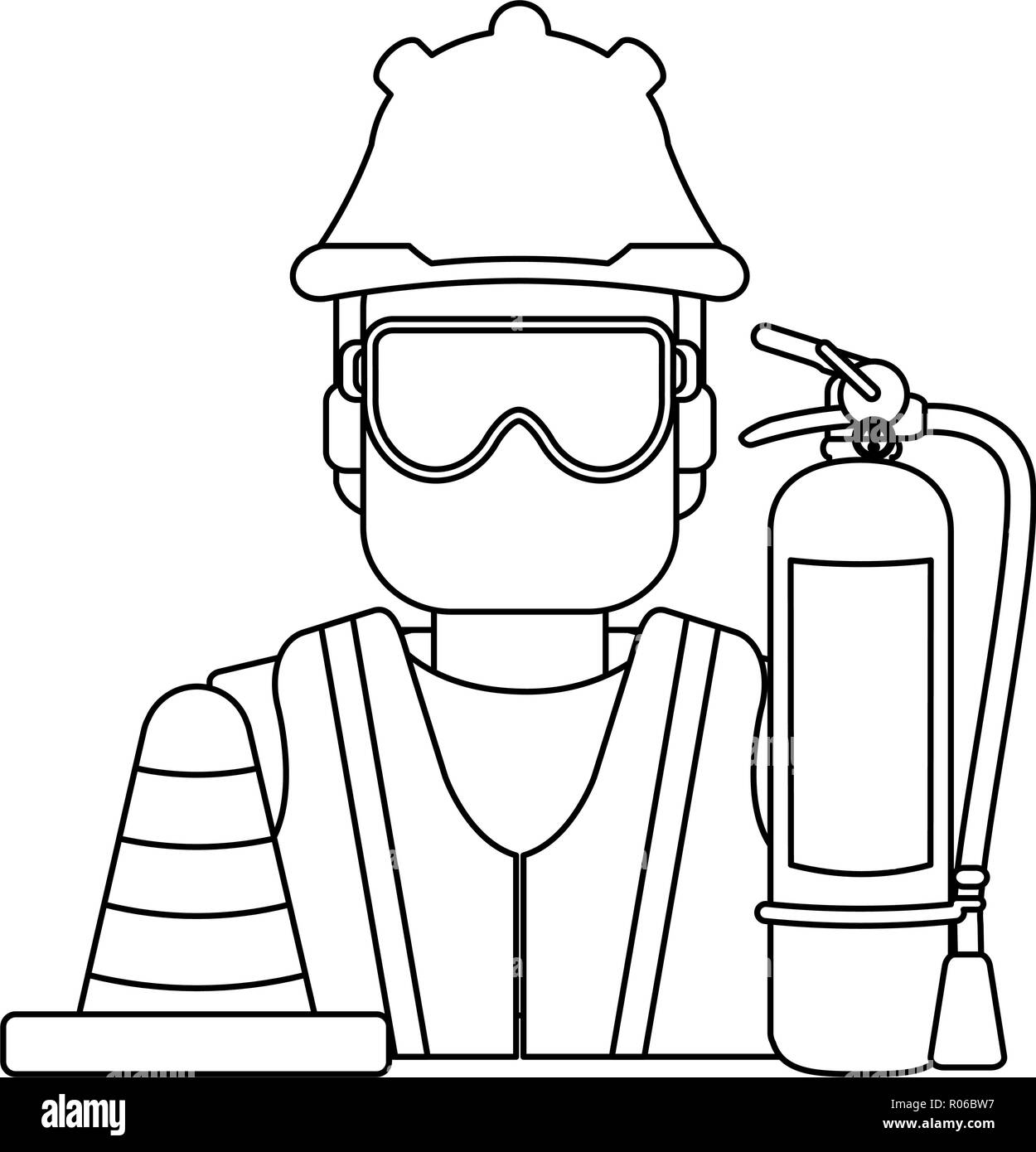 Worker avatar with construction equipment vector illustration graphic ...
