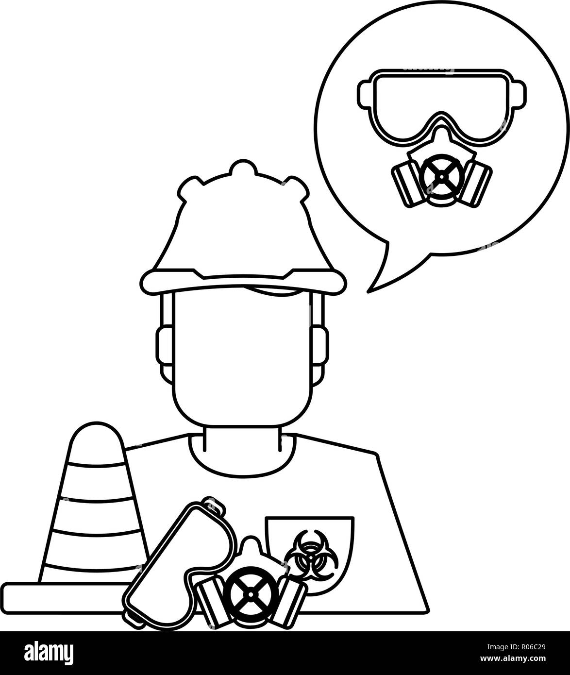 Worker avatar with construction equipment vector illustration graphic ...