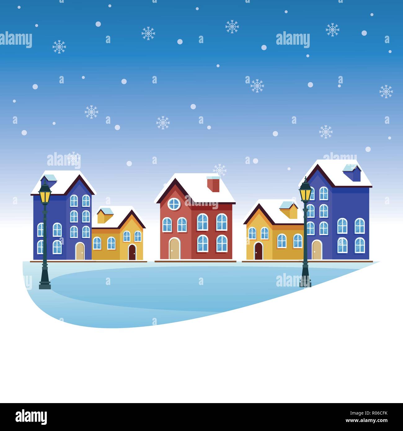 winter landscape cartoons snowing vector illustration graphic design ...