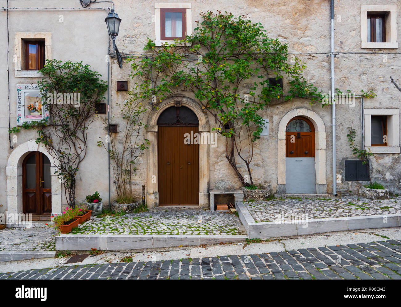 Opi, Italy - The little and suggestive stone town on the hill, in the ...