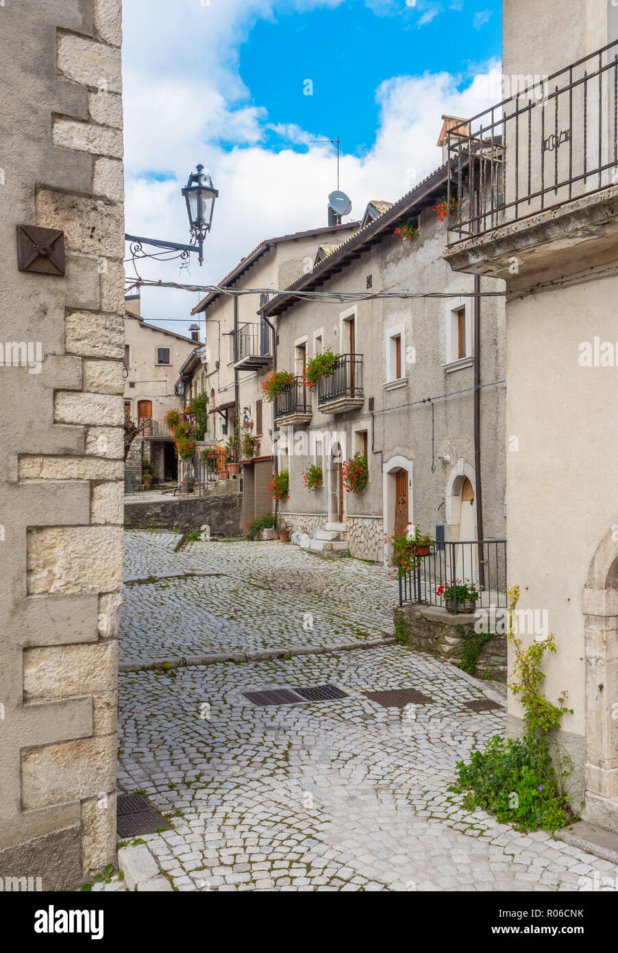 Opi, Italy - The little and suggestive stone town on the hill, in the ...