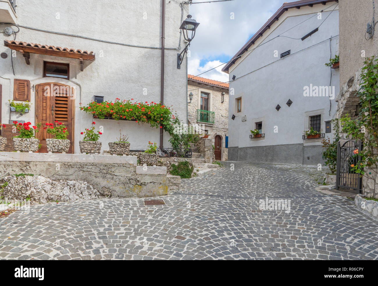Opi, Italy - The little and suggestive stone town on the hill, in the ...