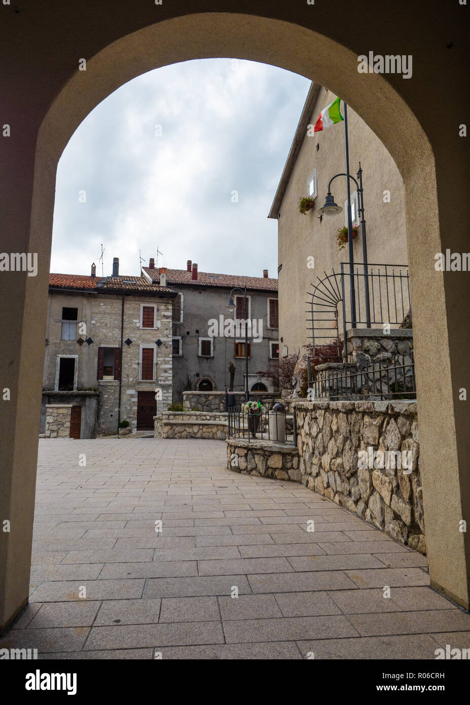 Opi, Italy - The little and suggestive stone town on the hill, in the ...