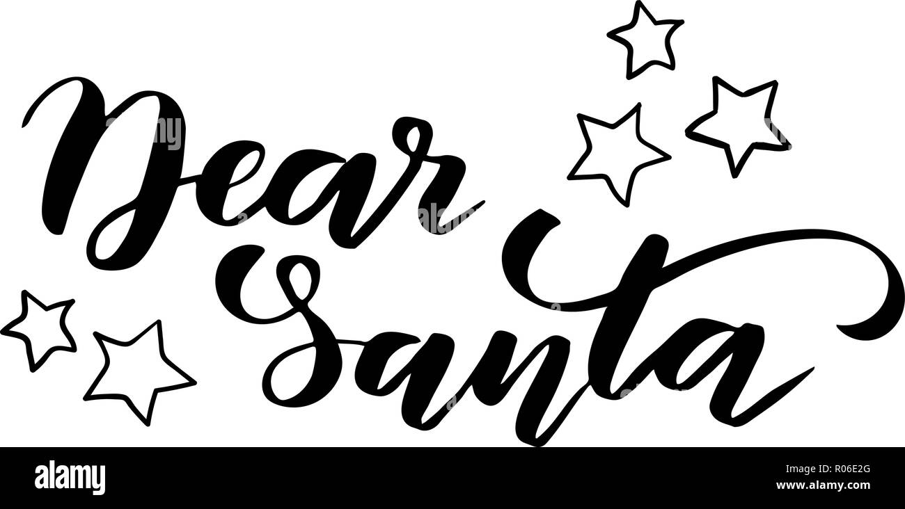 Brush calligraphy Dear Santa Stock Vector Image & Art - Alamy