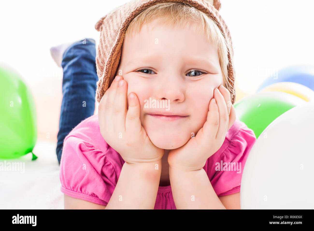 Cute Girl being serious and pensive Stock Photo - Alamy