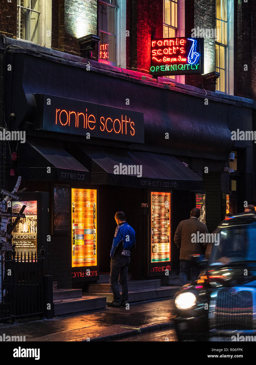 Ronnie Scott's Jazz Club - Neon signs outside the famous Ronnie Scott's Jazz Club in London's ...