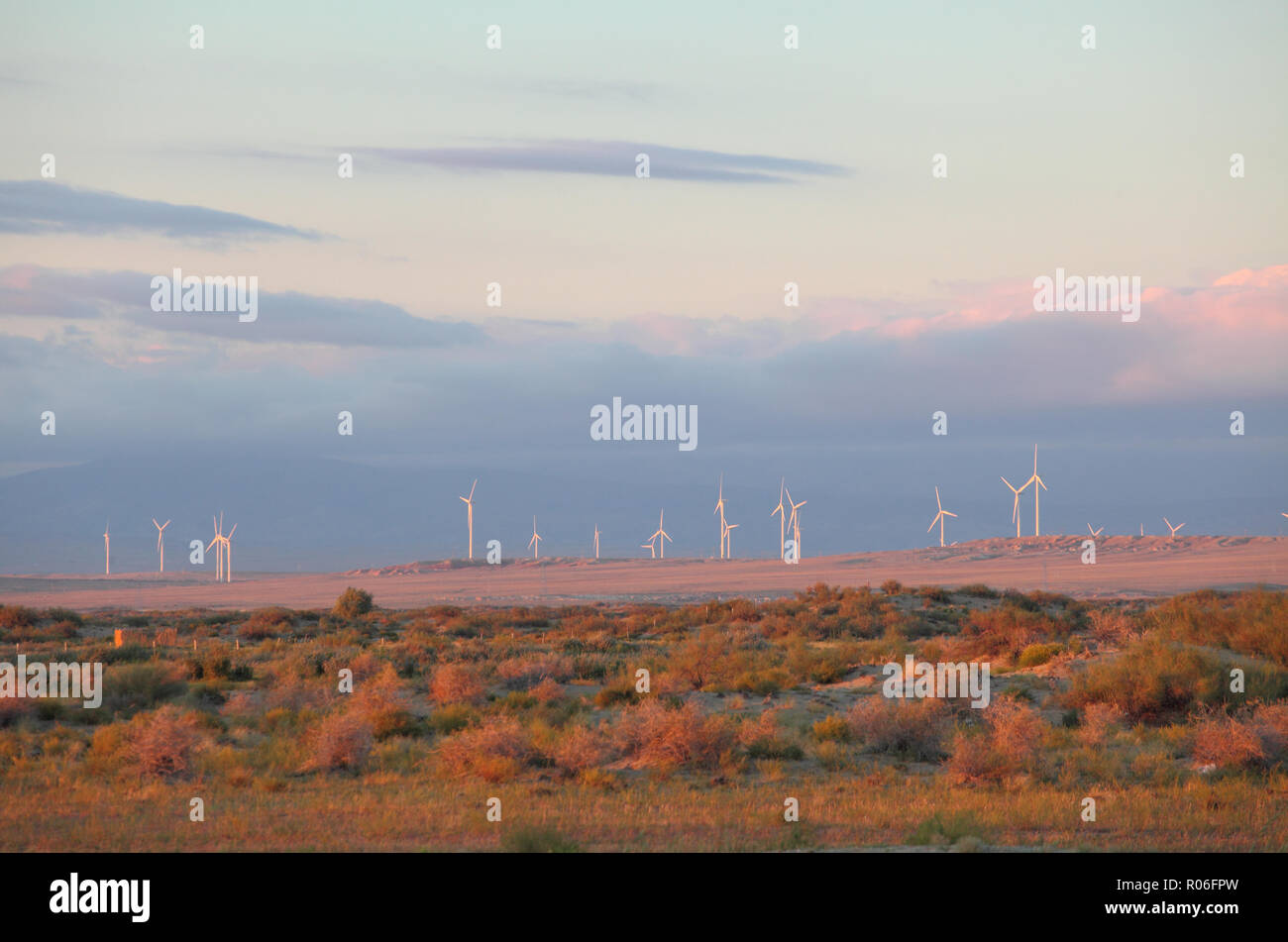 The gobi desert in xinjiang altay burqin county of wind power Stock ...
