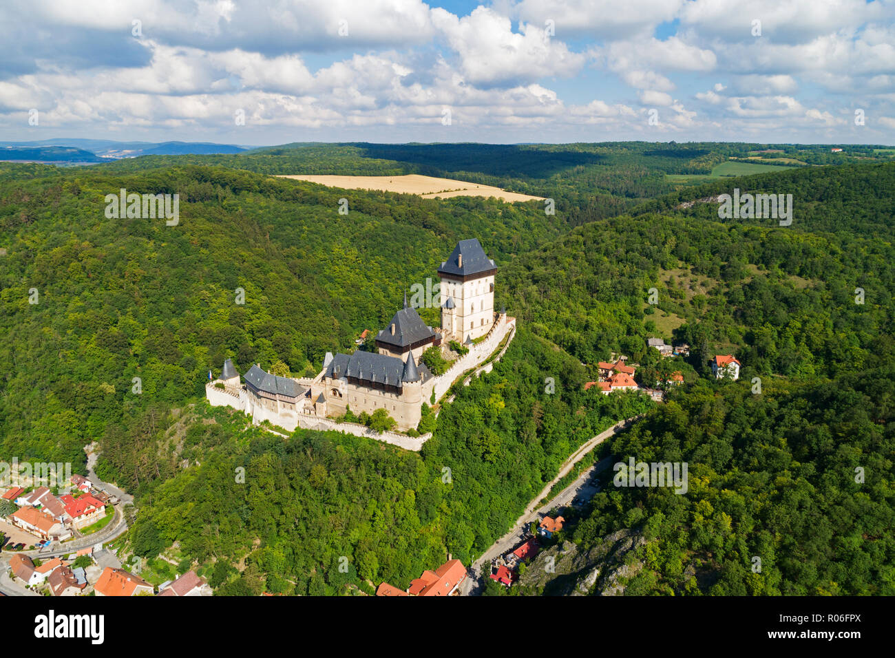 Karlstejn castle aerial hi-res stock photography and images - Alamy