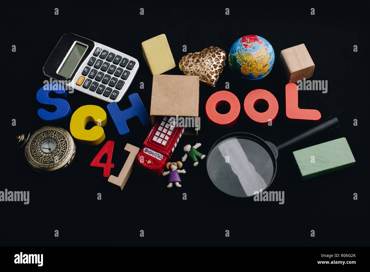 Education concept by School lettering with colorful wooden letters ...