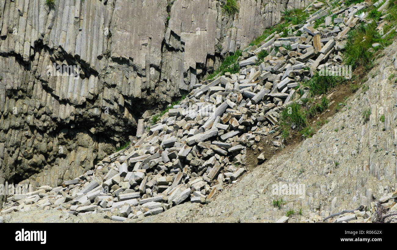 Column basalts formation of Stolbchaty cape at Kunashir at kuril ...
