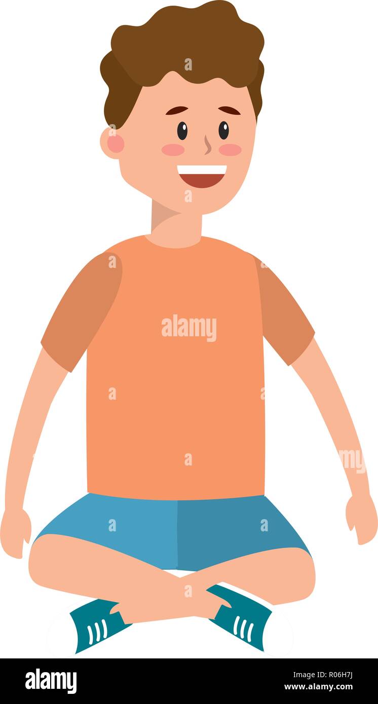 Young boy seated and smiling cartoon vector illustration graphic design ...