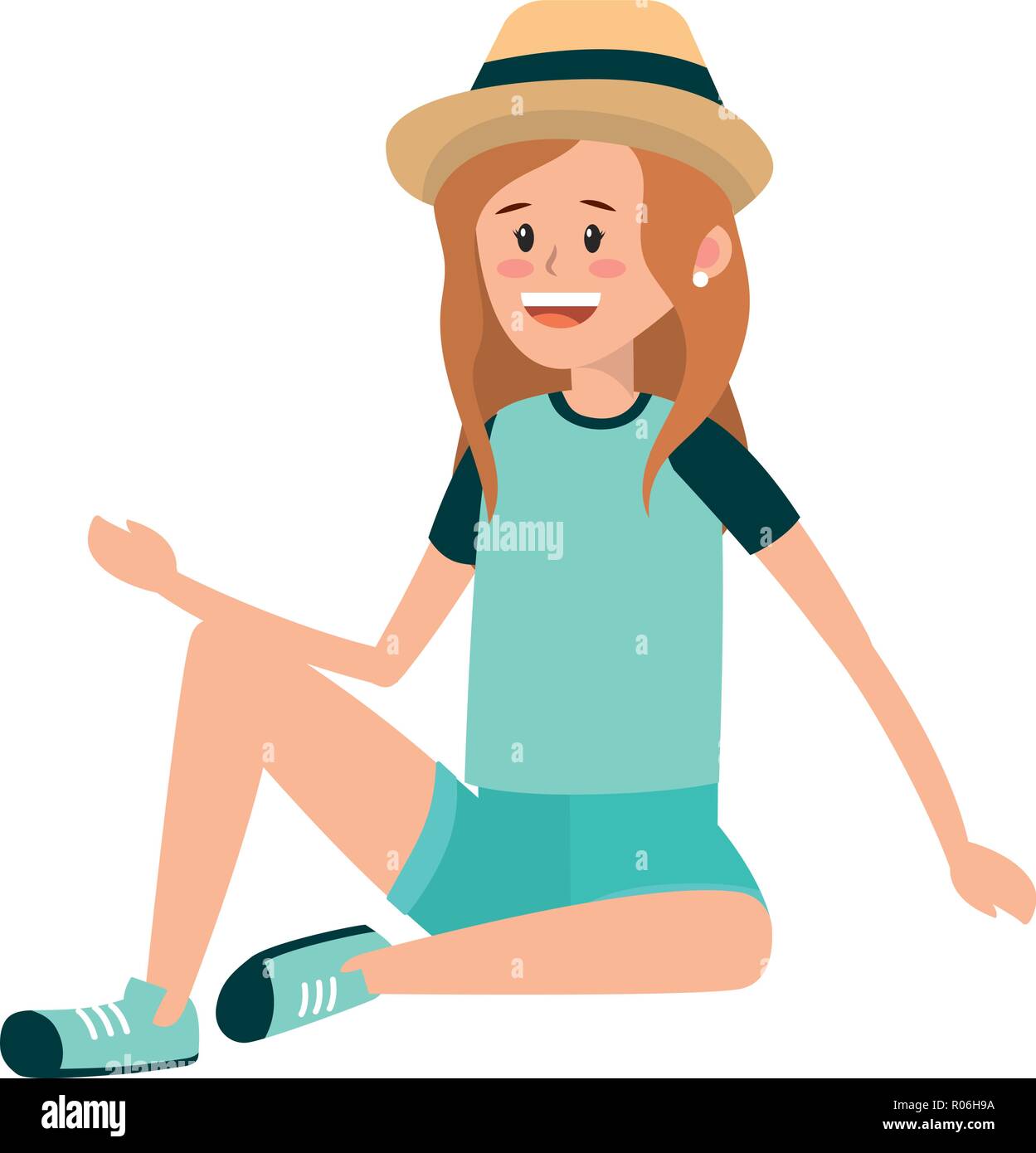 Woman seated and smiling cartoon vector illustration graphic design ...