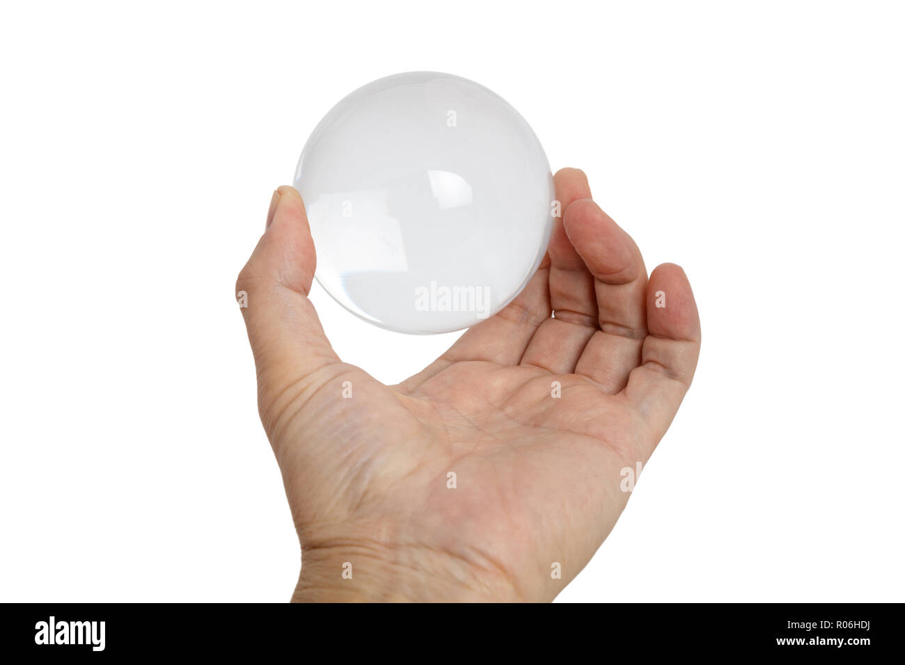 Transparent Crystal ball with white background , close up Stock Photo ...