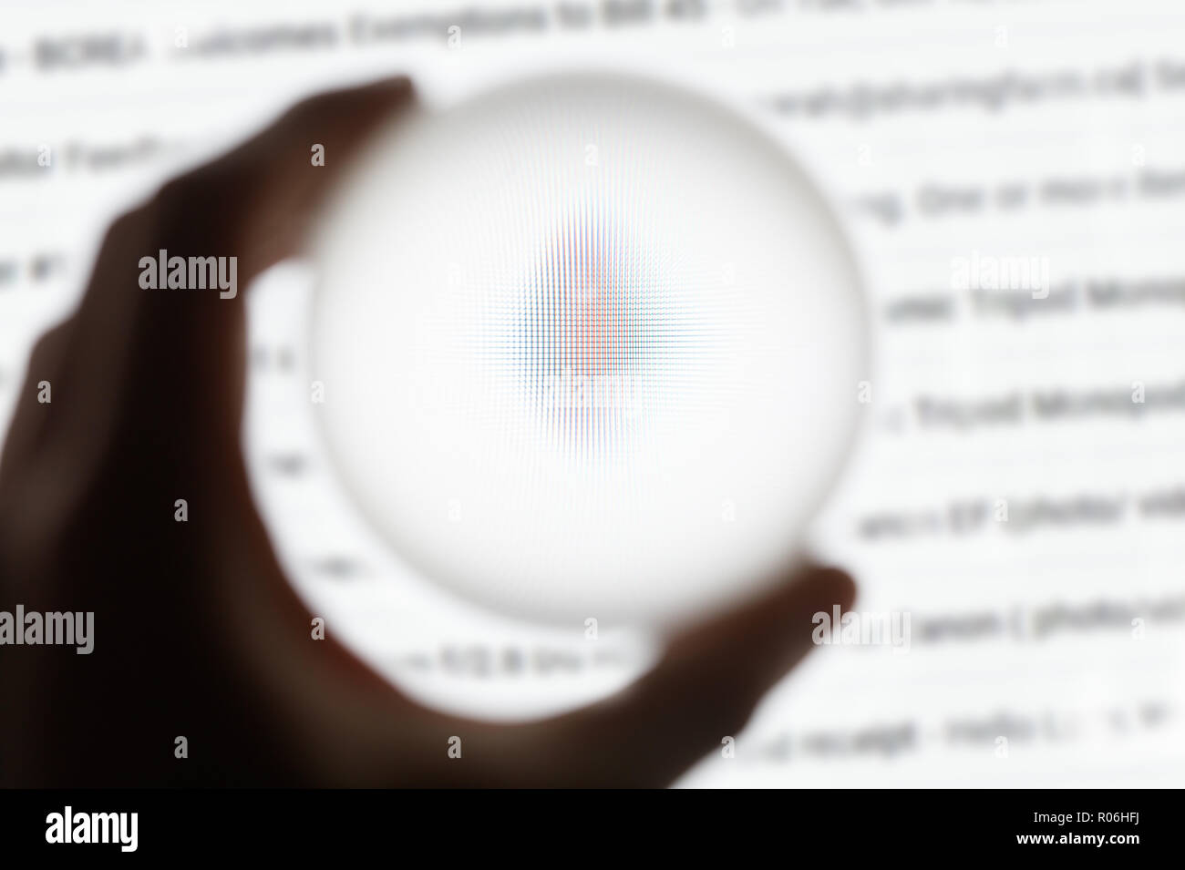 Crystal ball magnify computer screen, communication concept Stock Photo ...