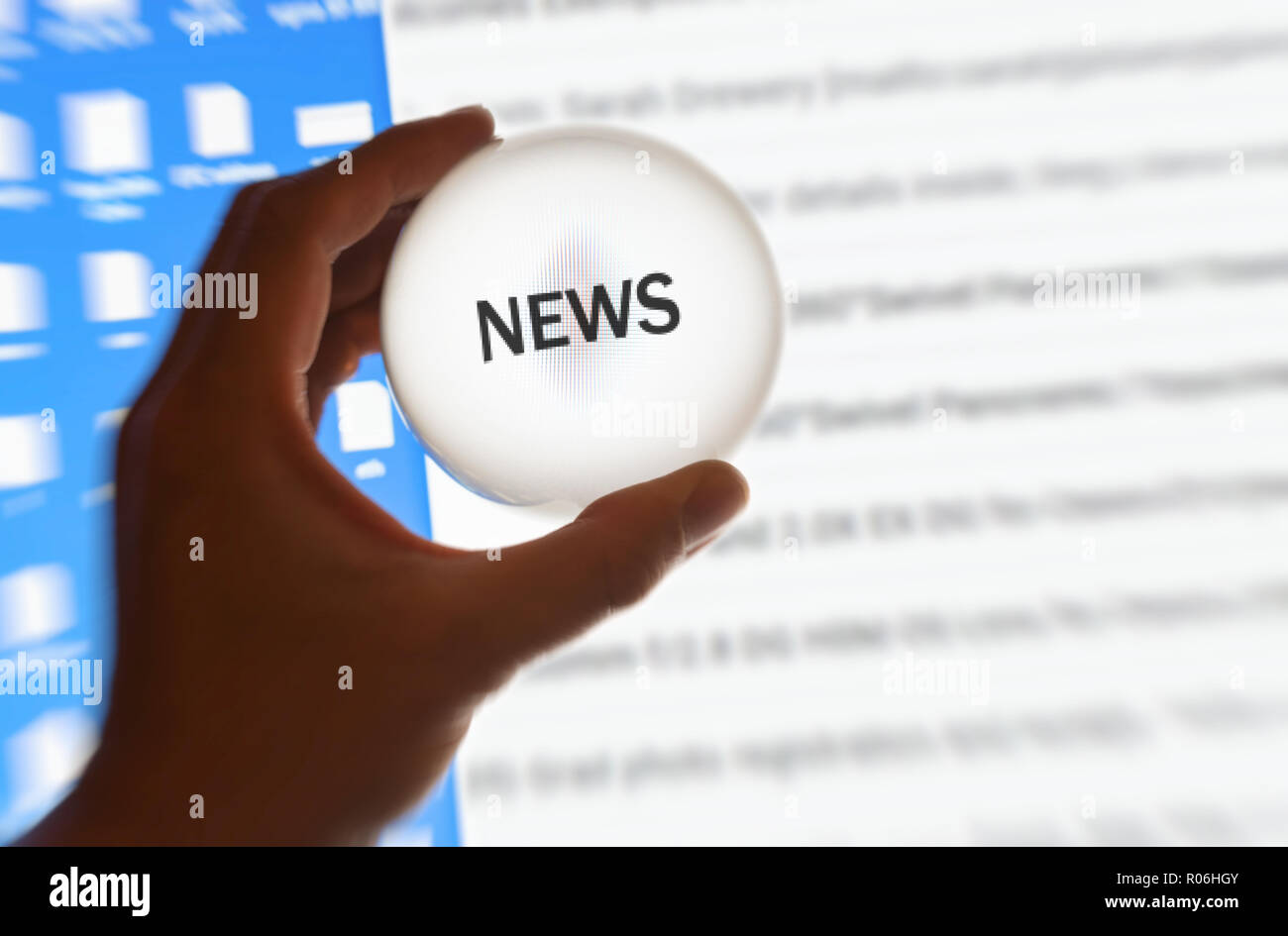 Crystal ball magnify screen word news, information concept Stock Photo ...