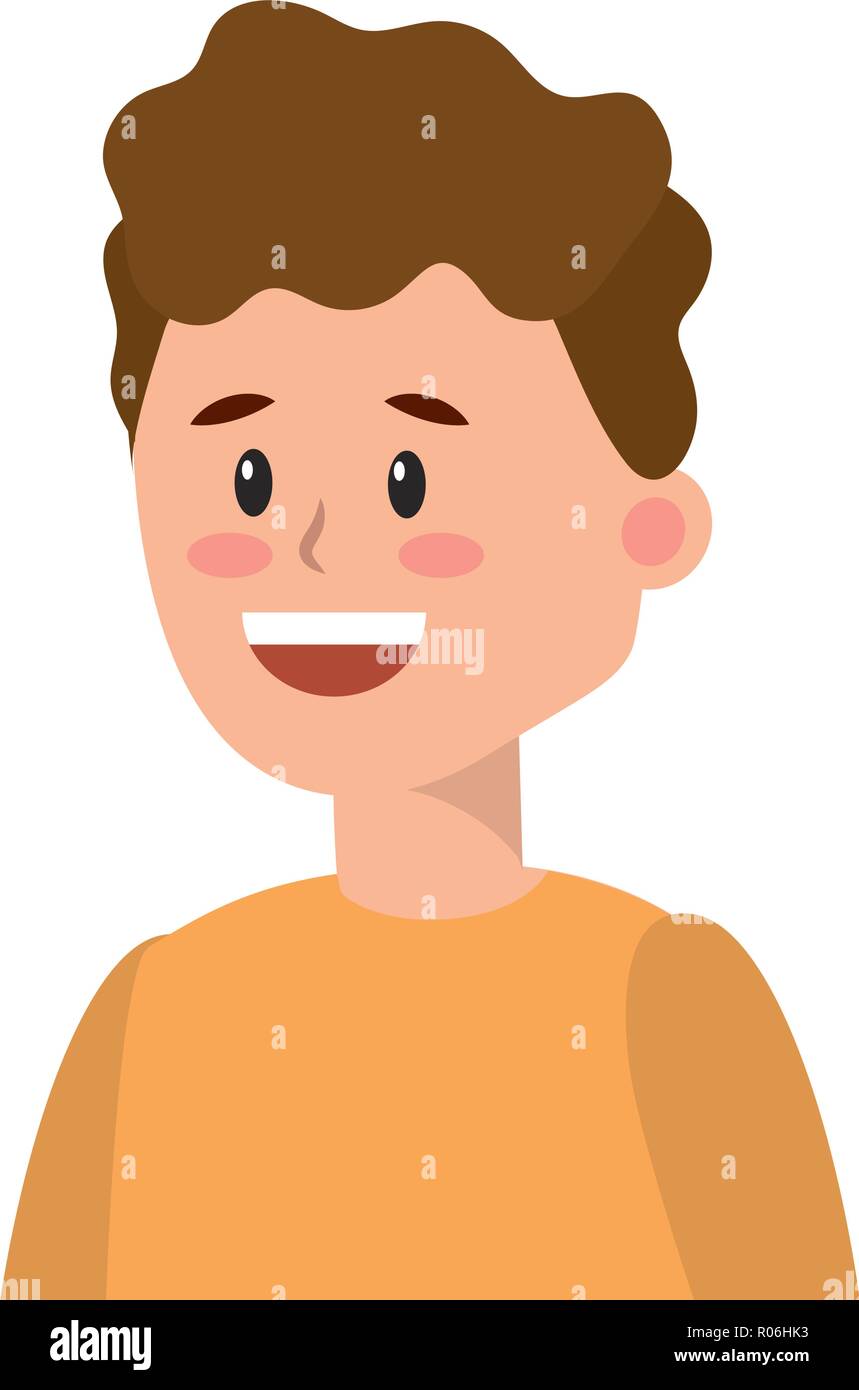 Young boy smiling face cartoon vector illustration graphic design Stock ...