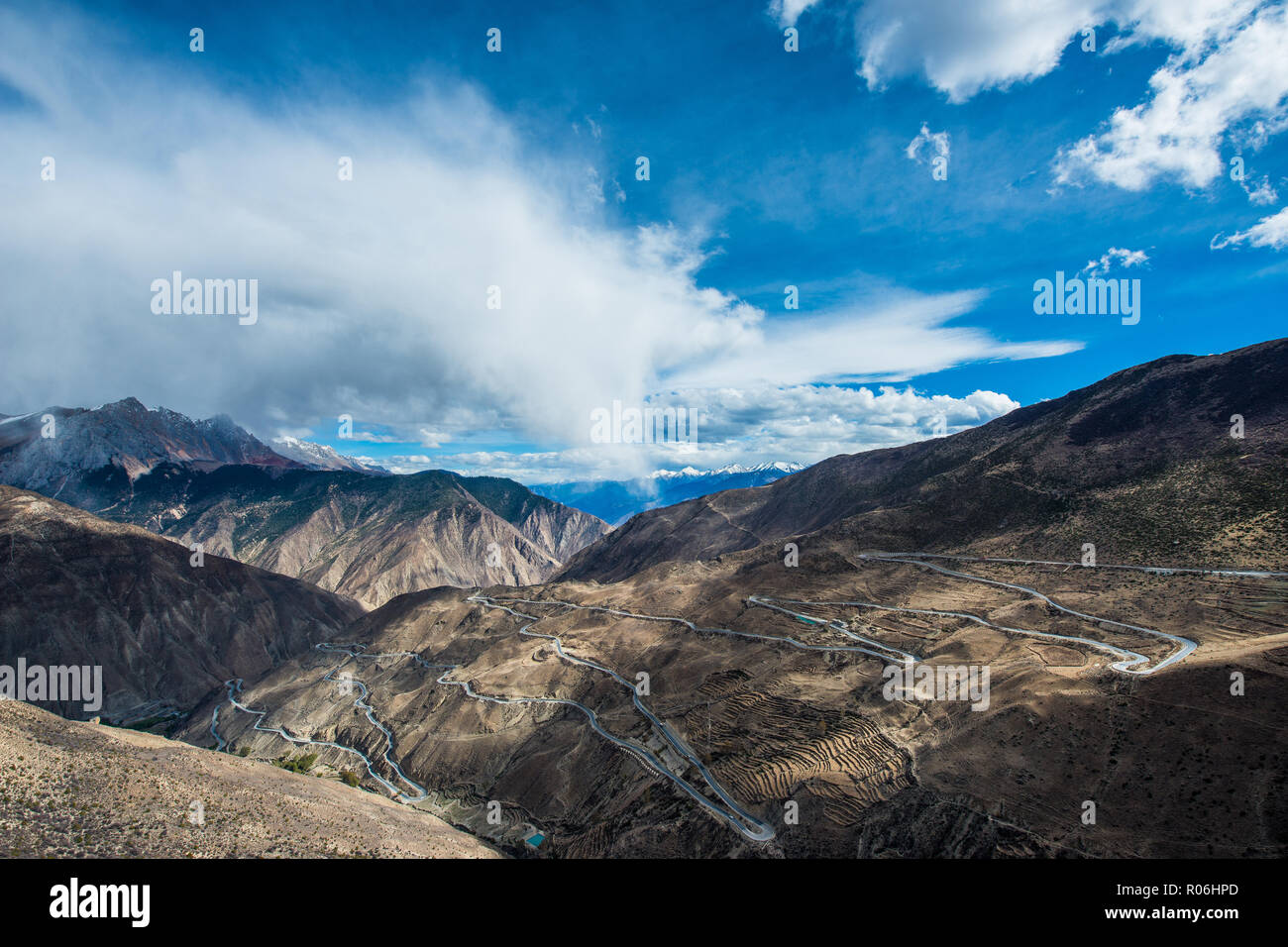 Tibet BaSu turn 72 mountain scenery Stock Photo - Alamy