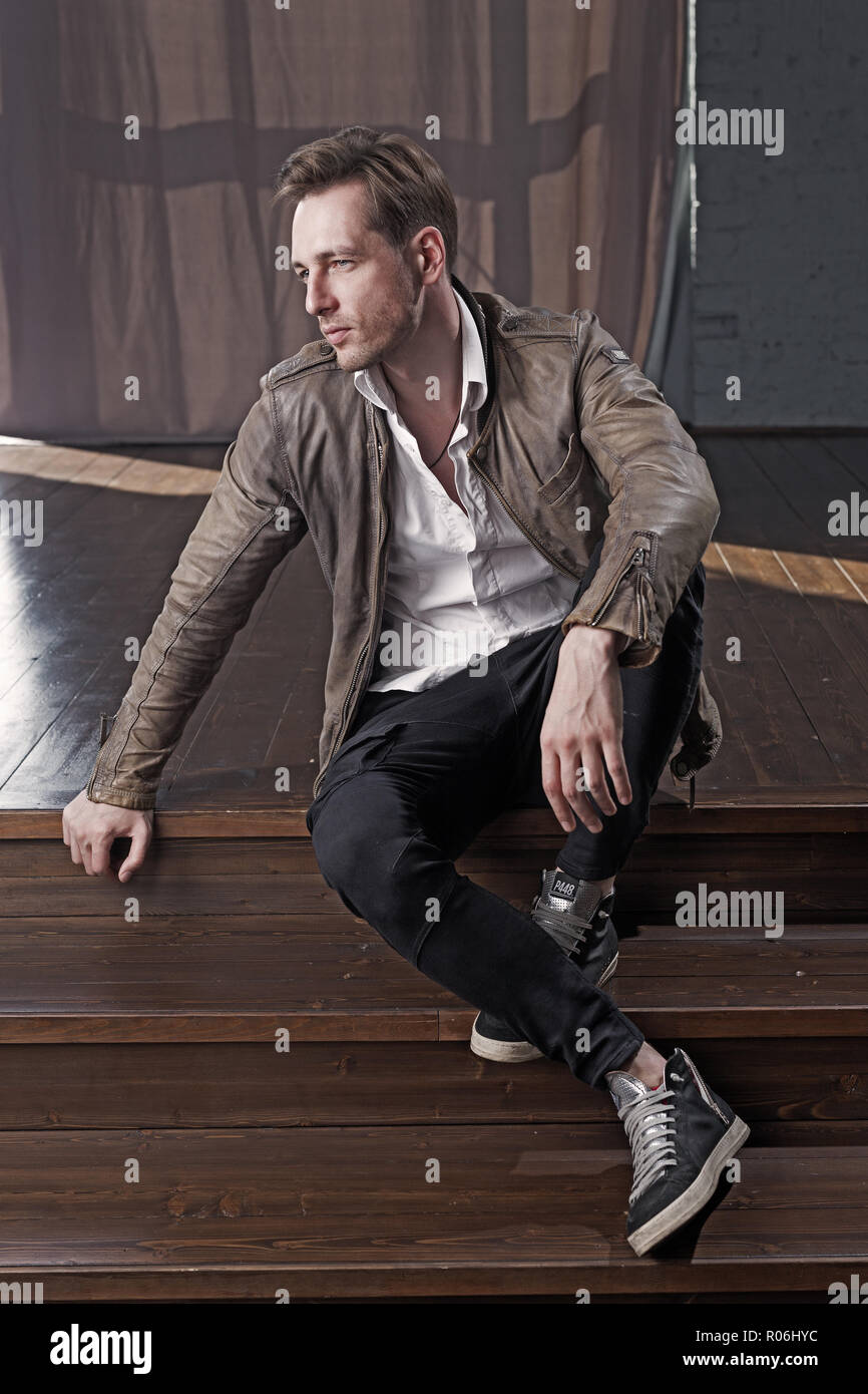 Cute brown male model hi-res stock photography and images - Alamy