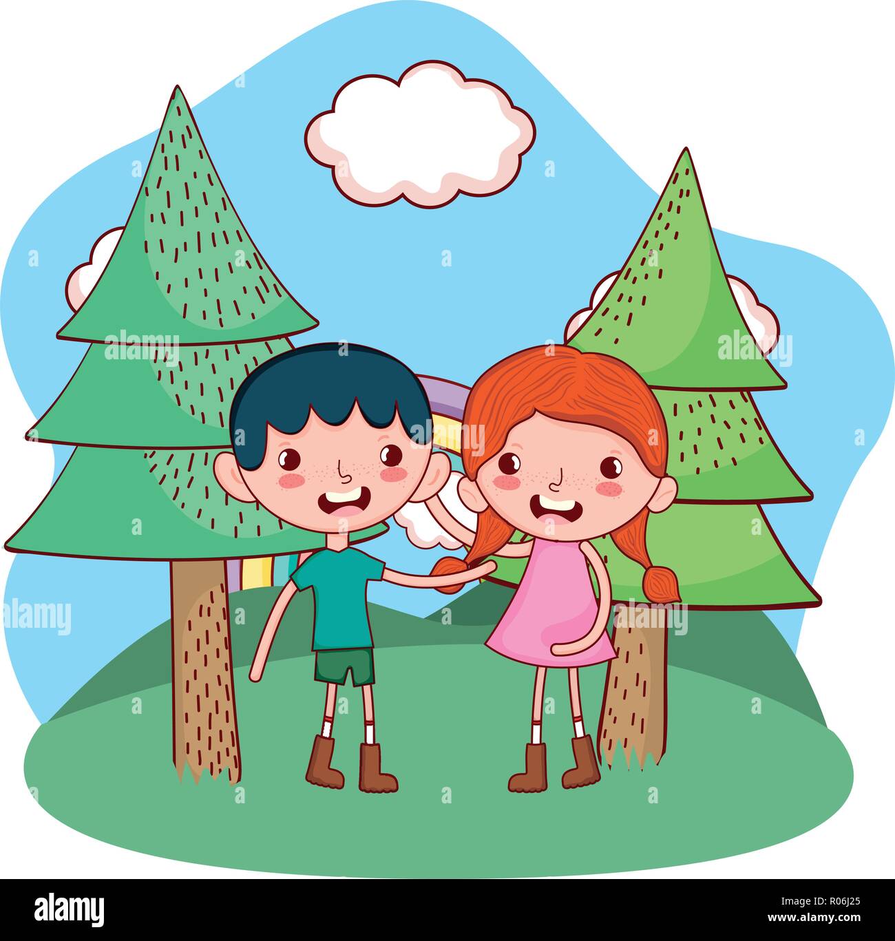 kids children outdoors cartoon Stock Vector Image & Art - Alamy