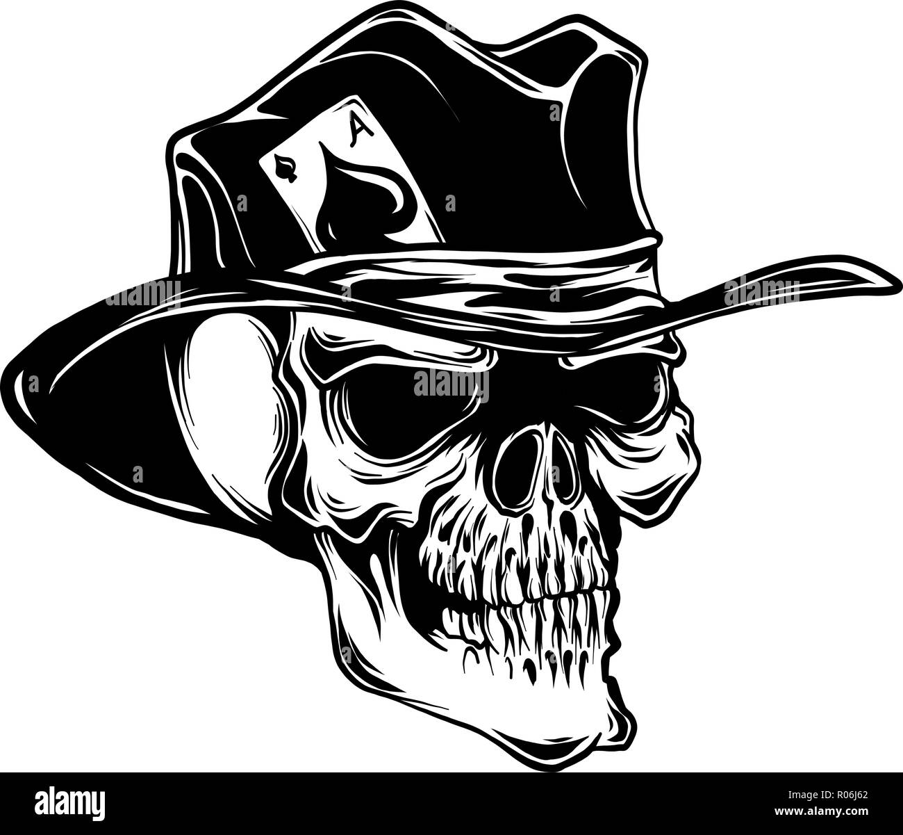 vector skull with top hat and ace of spades Stock Vector Image & Art ...