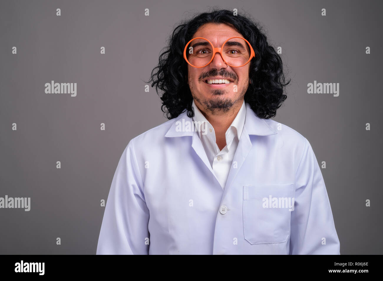 Scientist man doctor with mustache wearing big eyeglasses Stock Photo ...