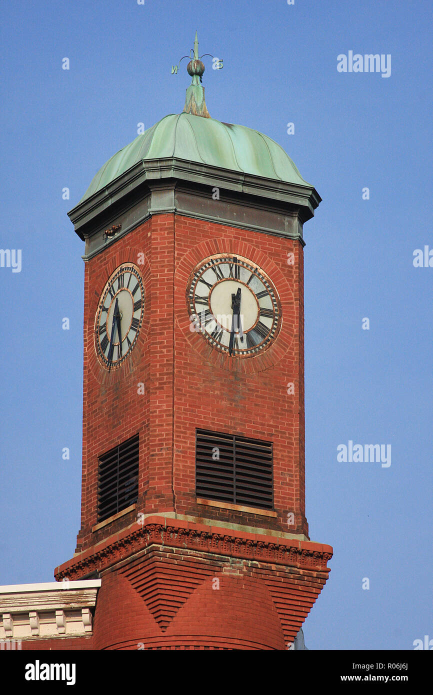 Queen Anne Clock Tower in downtown Staunton, VA, USA Stock Photo - Alamy