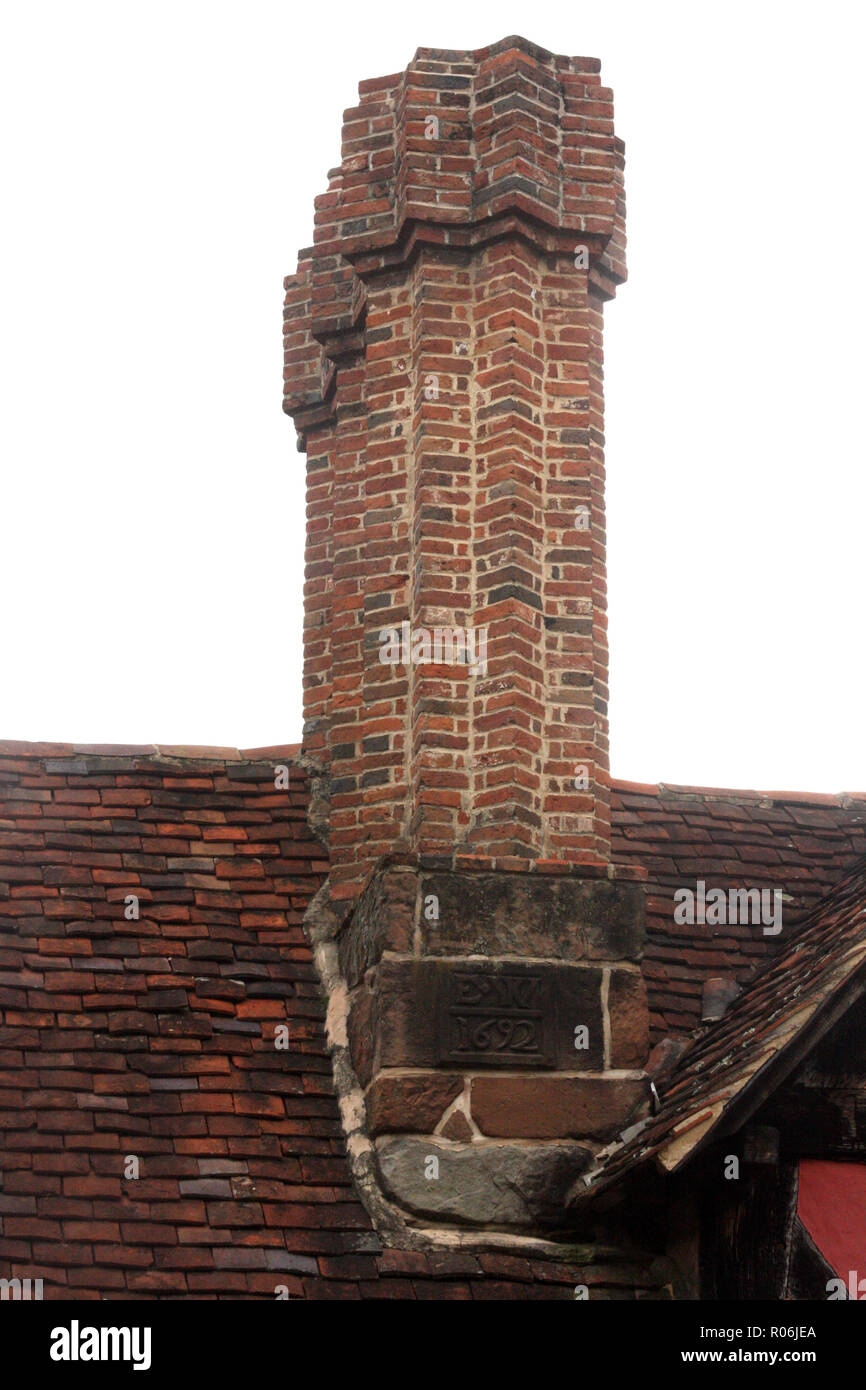 Chimney of Old English house from the 17th century, exhibited at the ...