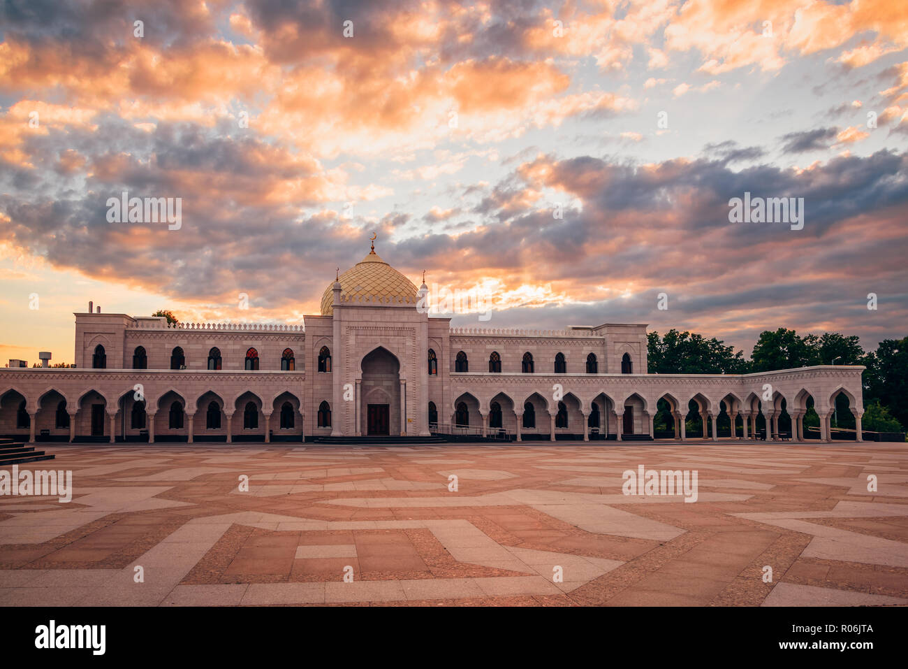 Beautiful White Mosque in the Sunset Light. Bolghar, Rusiia Stock Photo ...