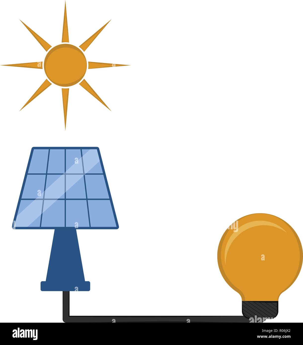 Solar panel connected to a lightbulb Stock Vector Image & Art - Alamy