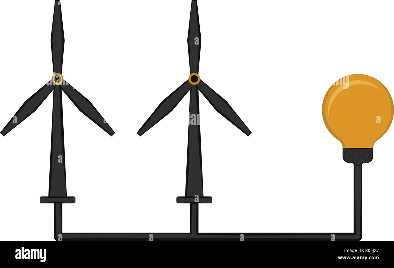 Windmills connected to a lightbulb Stock Vector Image & Art - Alamy