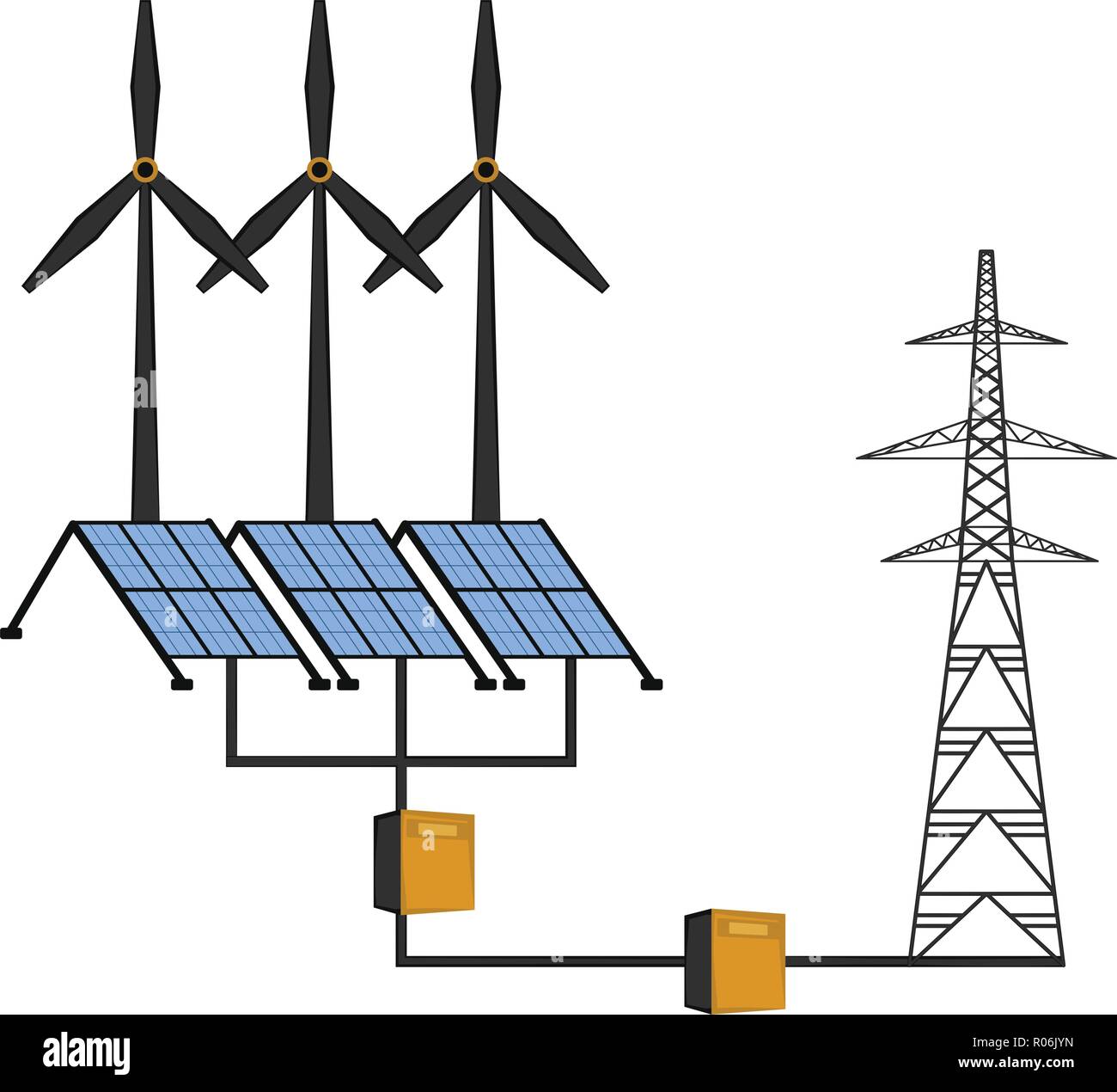 Solar power station wind generator Cut Out Stock Images & Pictures - Alamy
