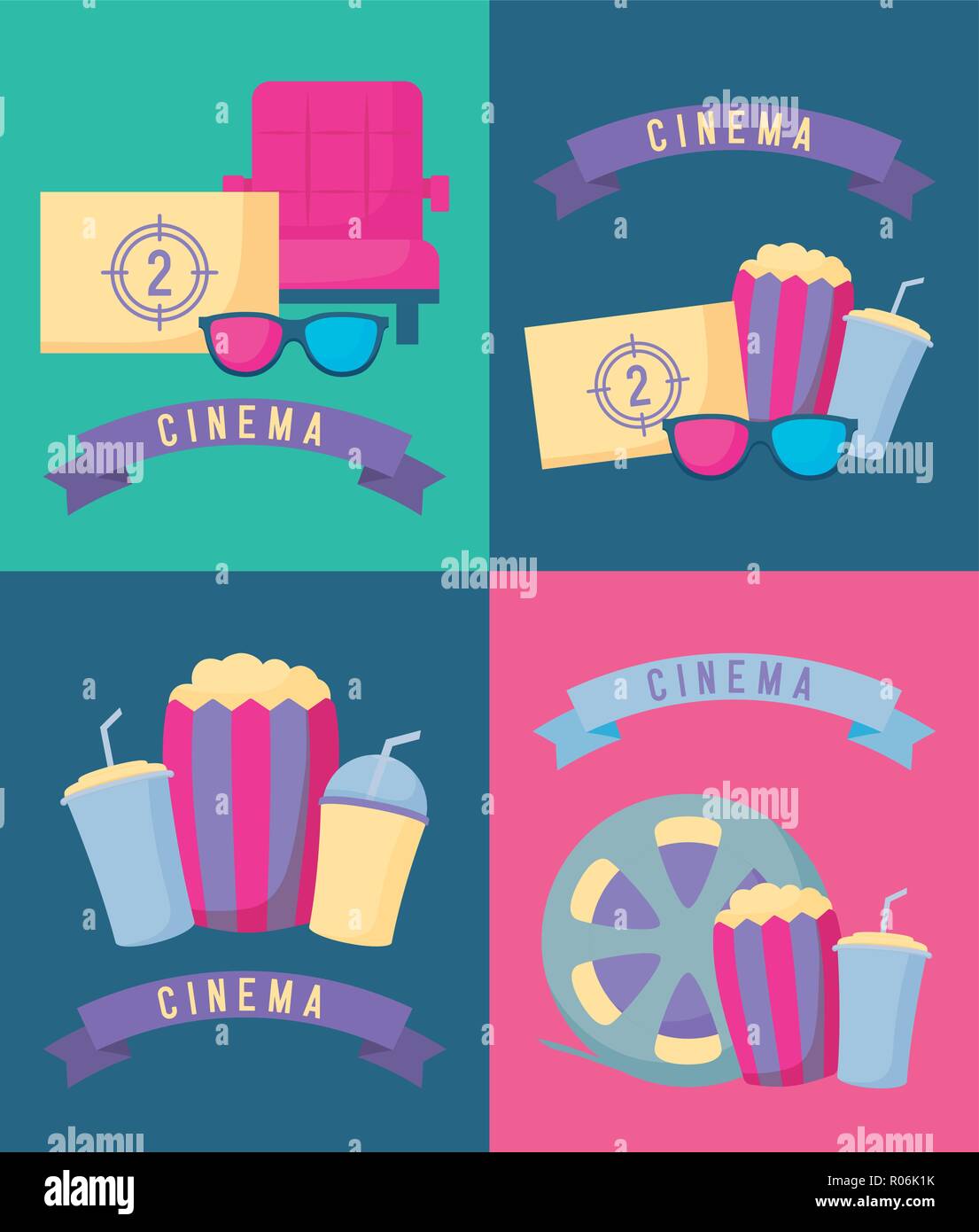 set icons of cinema film vector illustration design Stock Vector Image ...